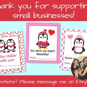 Penguin Valentine Cards for Kids, Printable Valentines for Classroom ...