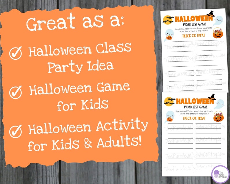 Halloween Word List Game, Printable Halloween Game for Kids, Fun ...