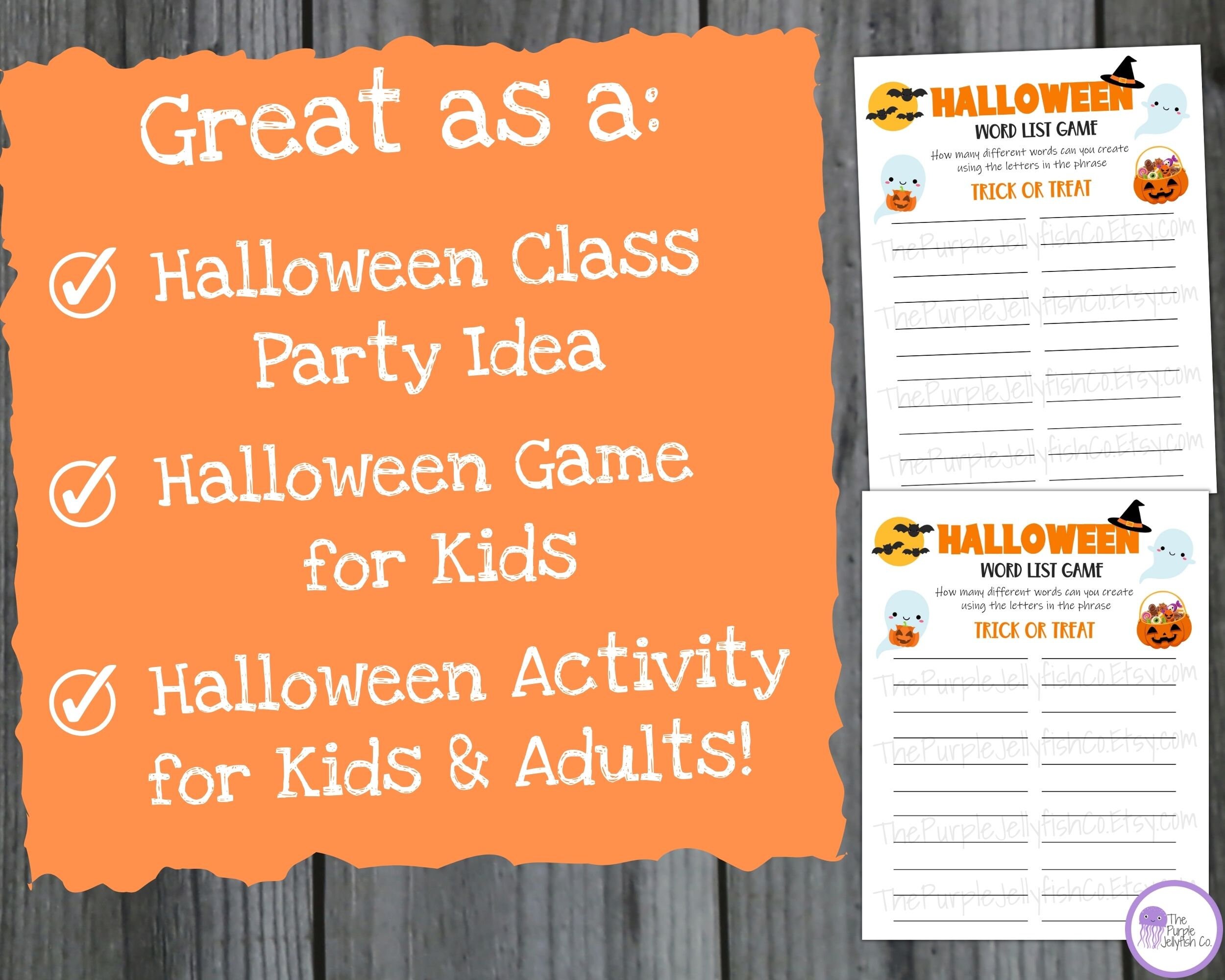 Halloween Word List Game, Printable Halloween Game for Kids, Fun ...
