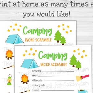Camping Word Scramble, Kids Camping Activity, Camping Game for Kids ...