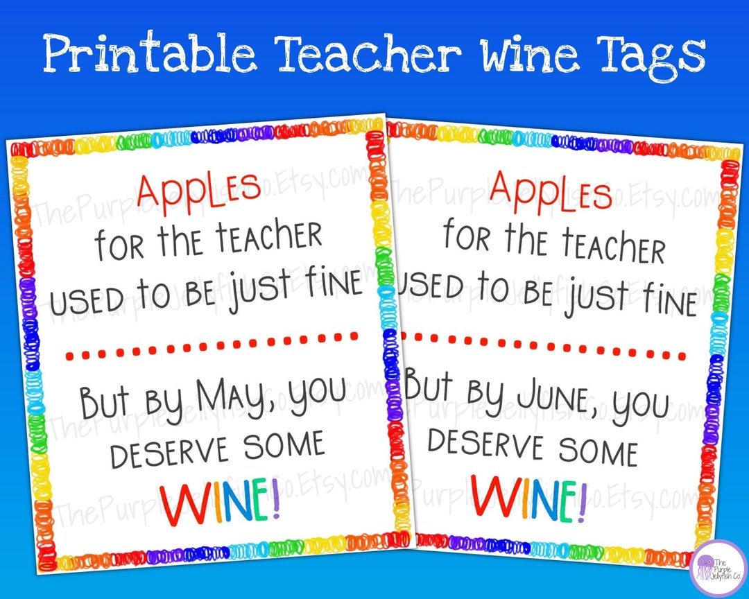Teacher Wine Tag, Teacher Appreciation Week Gift Idea, End of Year ...