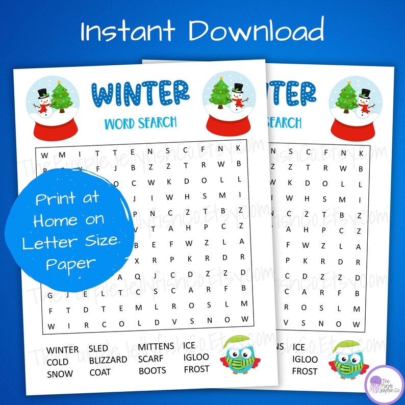 Winter Word Search for Kids, Winter Activities Printable, Winter ...