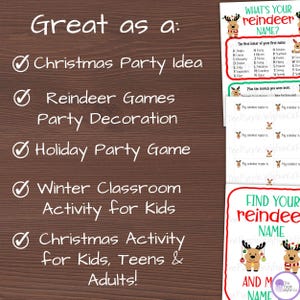 Whats Your Reindeer Name Game, Christmas Reindeer Printable Activity ...