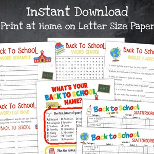 Back to School Activities for Kids Printable Back to School Games ...