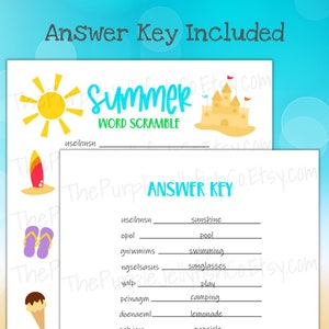 Summer Word Scramble Game, Summer Activity for Kids, Summer Game ...