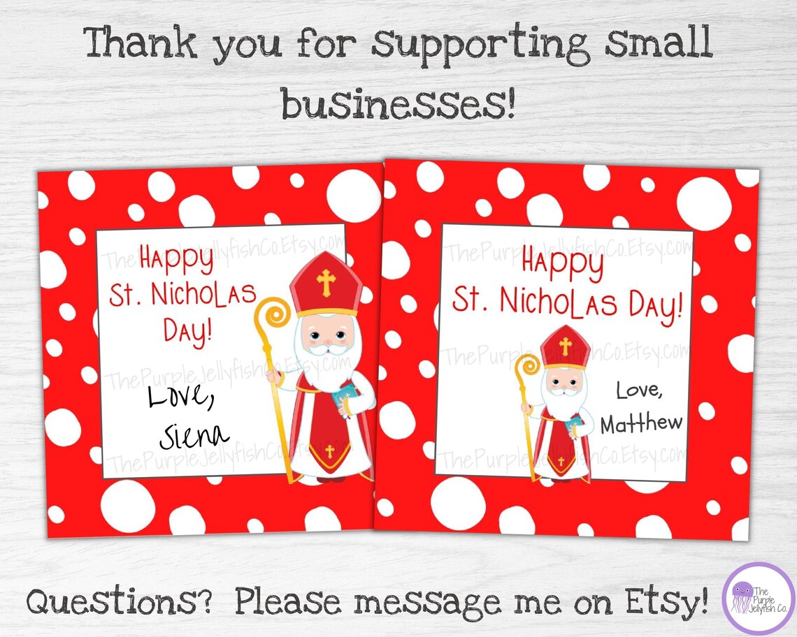 St. Nicholas Day Gift Tags, St Nick's Day Card Printable, Catholic ...