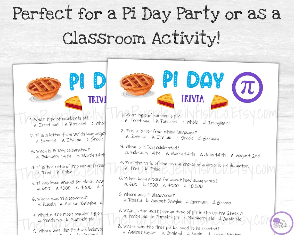 Pi Day Trivia Game for Kids and Adults, Printable Pi Day Activity, Pi ...