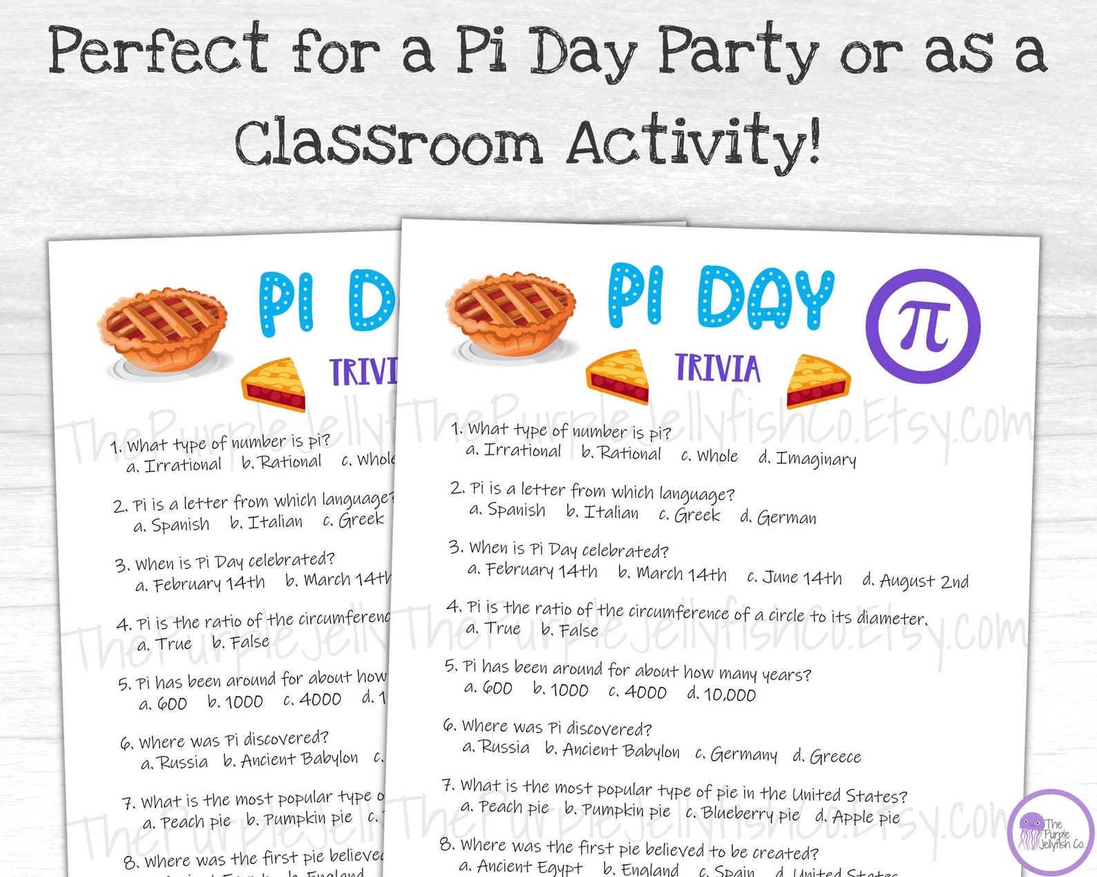 Pi Day Trivia Game for Kids and Adults, Printable Pi Day Activity, Pi ...