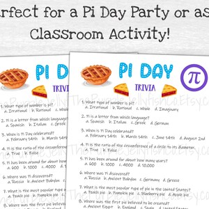 Pi Day Trivia Game for Kids and Adults, Printable Pi Day Activity, Pi ...