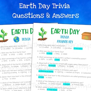 Earth Day Trivia Questions, Printable Earth Day Activity for Kids Teens ...