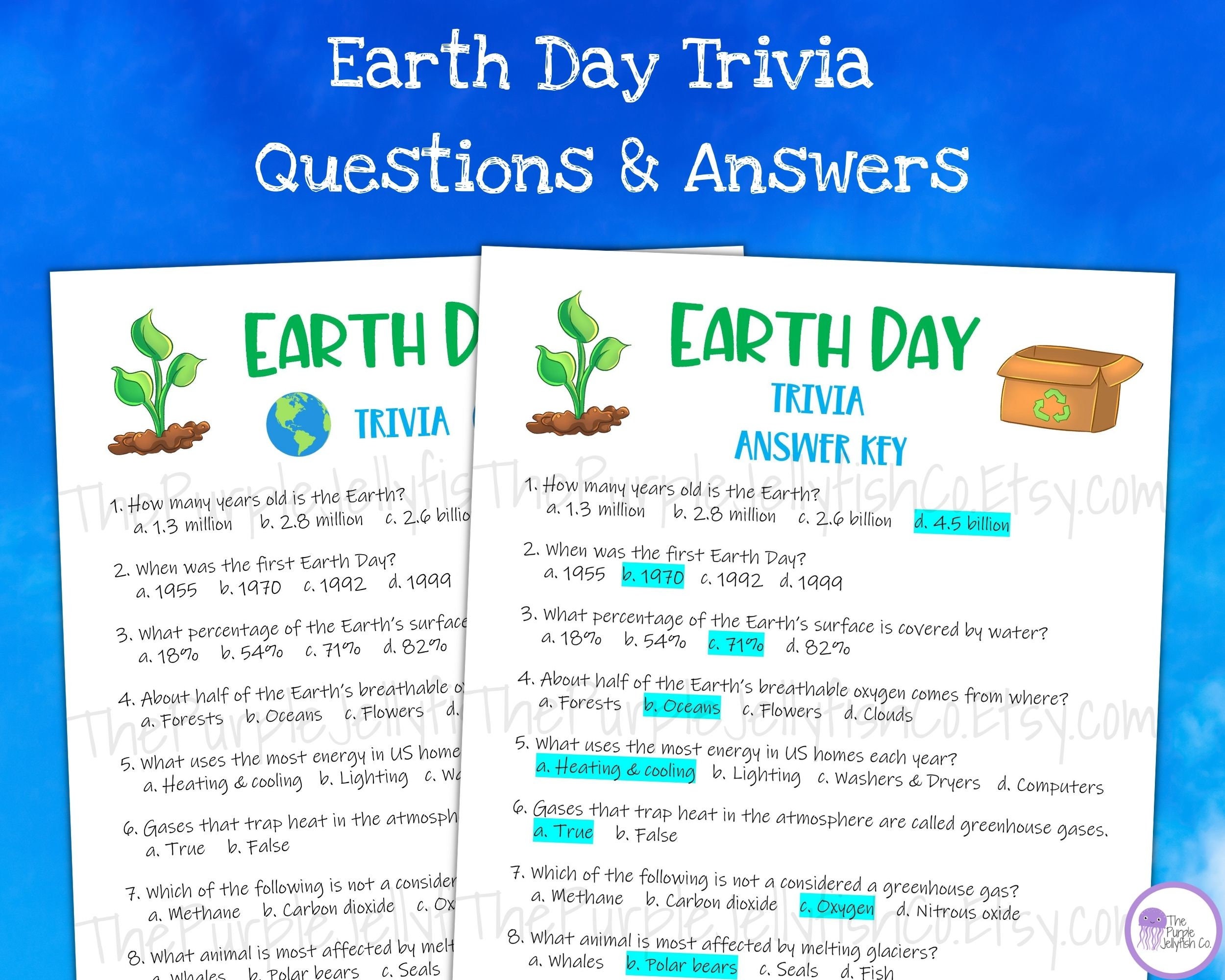 Earth Day Trivia Questions, Printable Earth Day Activity for Kids Teens ...