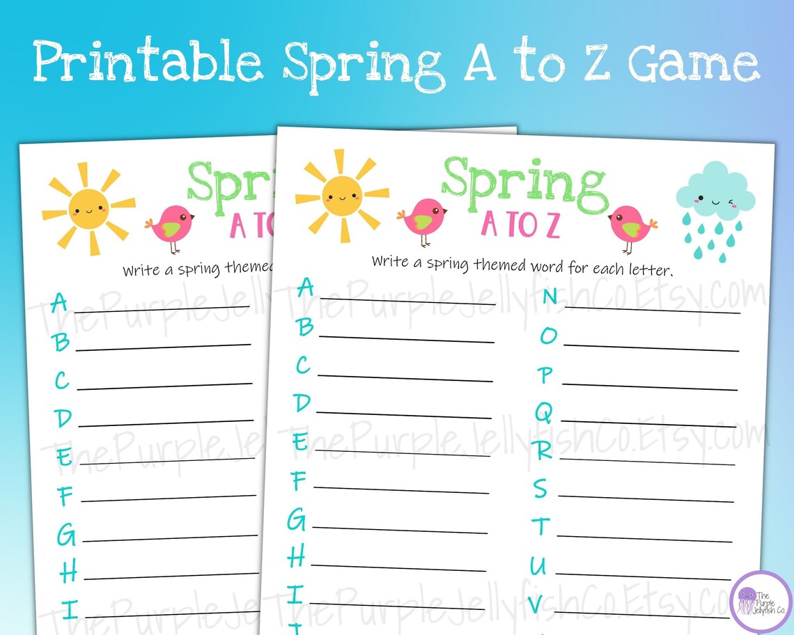 Spring A to Z Game, Printable Spring Game for Kids & Adults, Easter A-Z ...