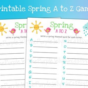 Spring A to Z Game, Printable Spring Game for Kids & Adults, Easter A-Z ...
