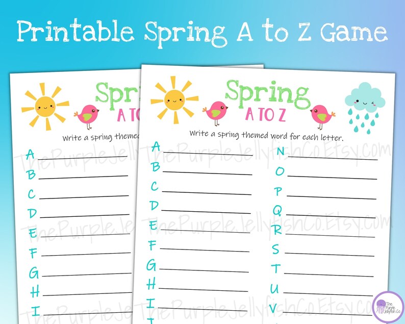 Spring A to Z Game, Printable Spring Game for Kids & Adults, Easter A-Z ...