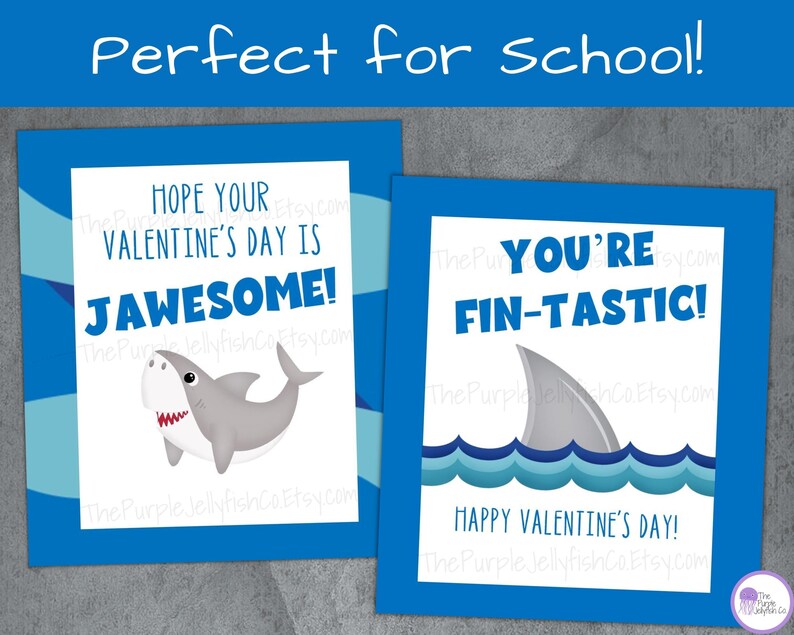 Shark Valentine Cards for Kids Class Valentine Exchange, Classroom ...