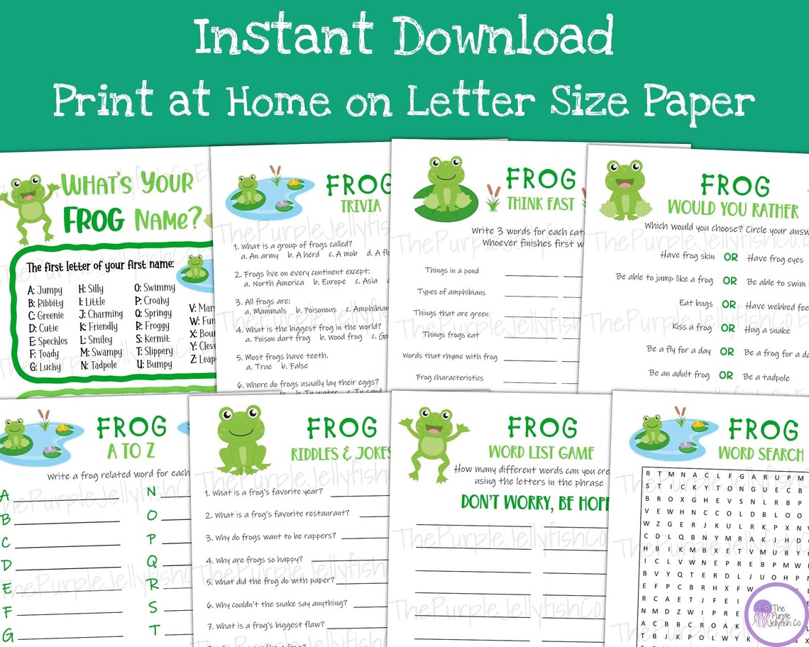 Frog Game Bundle, Printable Games for Kids, Frog Birthday Party Ideas ...
