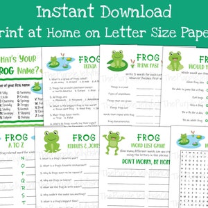 Frog Game Bundle, Printable Games for Kids, Frog Birthday Party Ideas ...