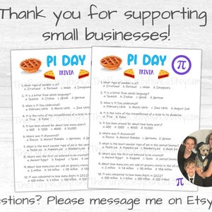Pi Day Trivia Game for Kids and Adults, Printable Pi Day Activity, Pi ...