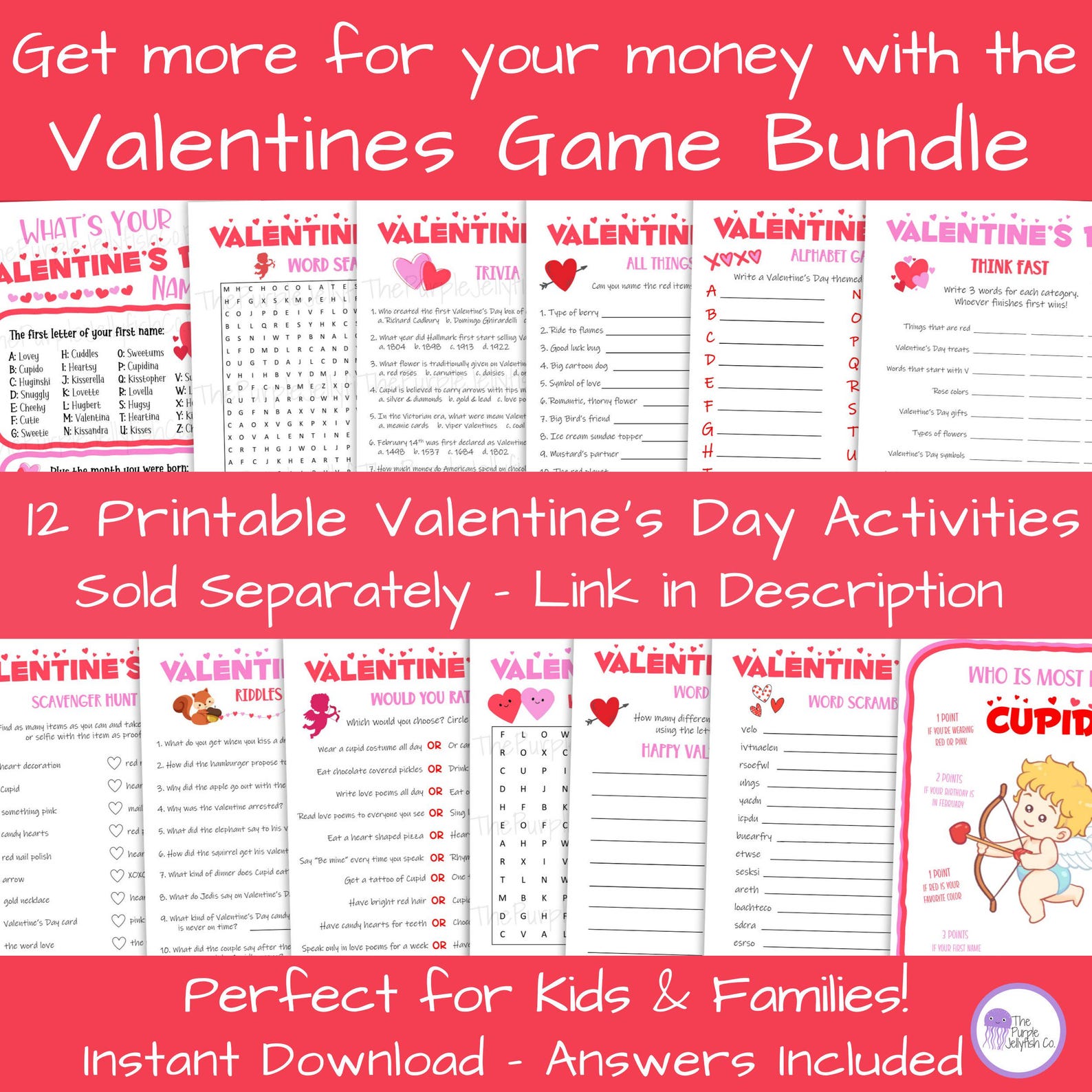 Whats Your Valentine's Day Name Game Sign & Name Tags, Printable ...