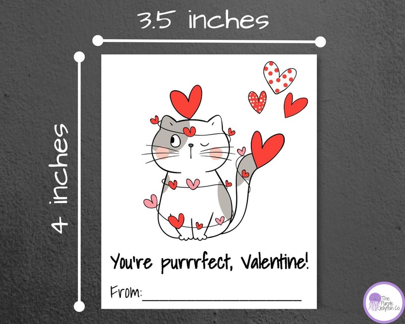 Cat Valentines Cards for Kids Printable, Cute Animal Valentines for ...