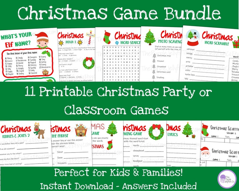 Christmas Game Bundle Printable, Christmas Activities for Kids ...