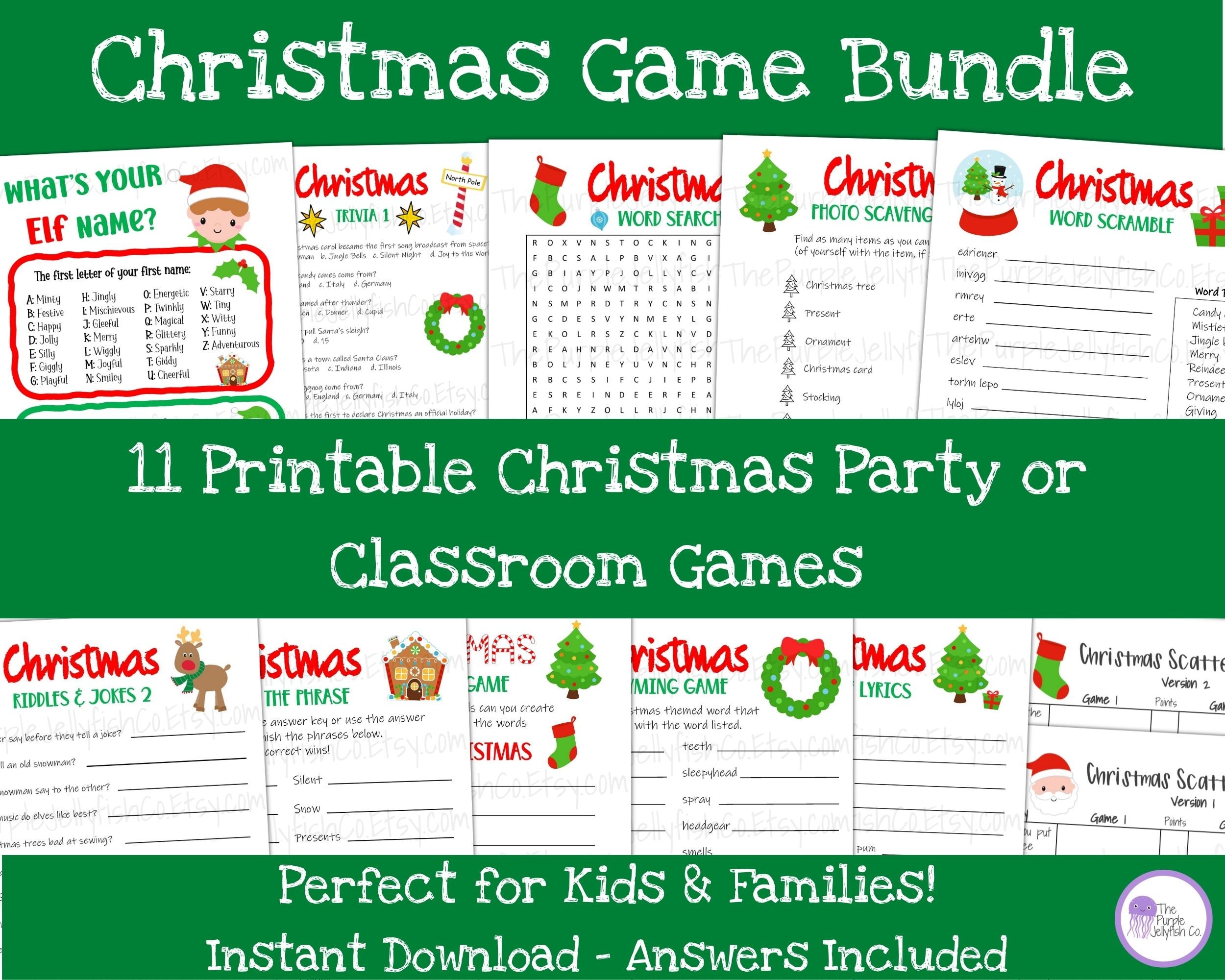 Christmas Game Bundle Printable, Christmas Activities for Kids ...