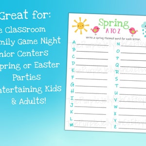 Spring A to Z Game, Printable Spring Game for Kids & Adults, Easter A-Z ...