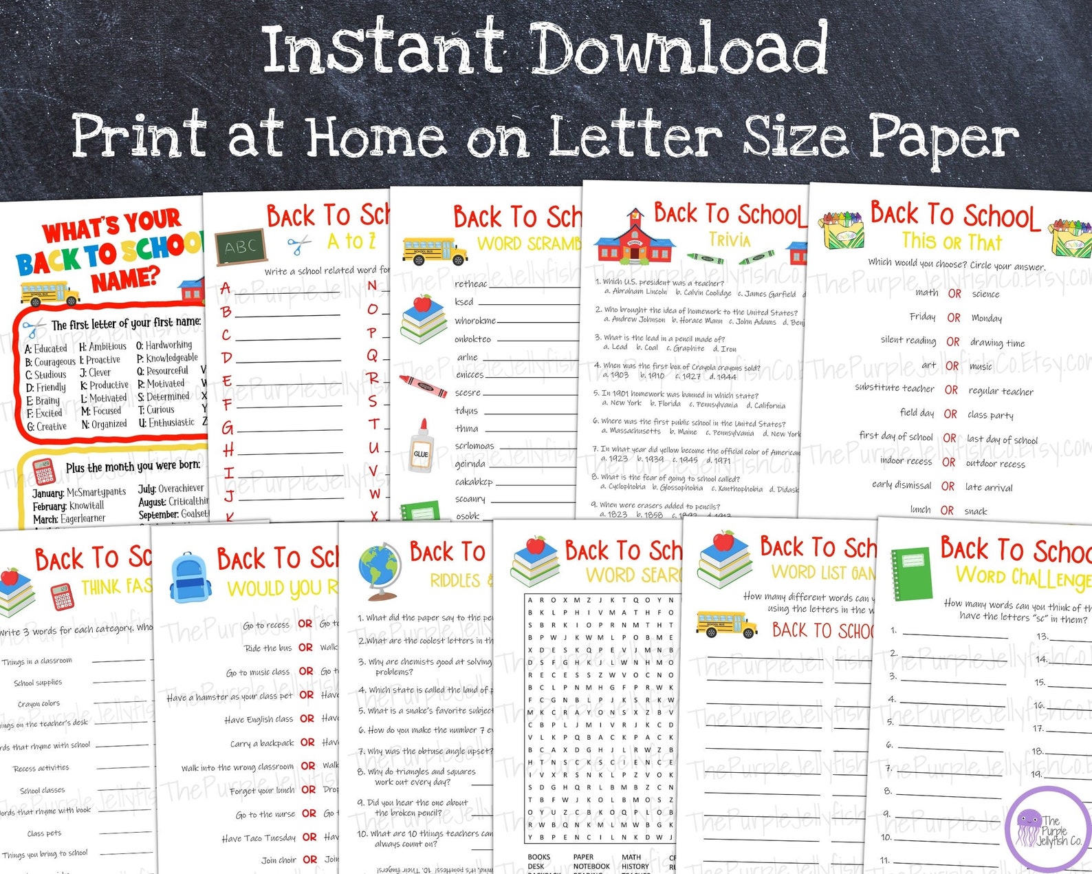 Back to School Game Bundle, First Day of School Activity Printable, Ice ...