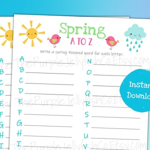 Spring A to Z Game, Printable Spring Game for Kids & Adults, Easter A-Z ...