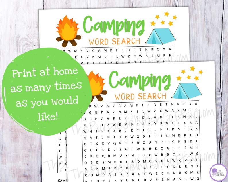 Camping Word Search Camping Activity for Kids Printable - Etsy
