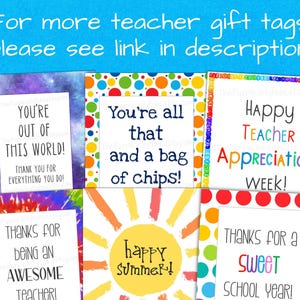 Teacher Appreciation Gift Tags Printable, Gift Card Holder, Thank You ...