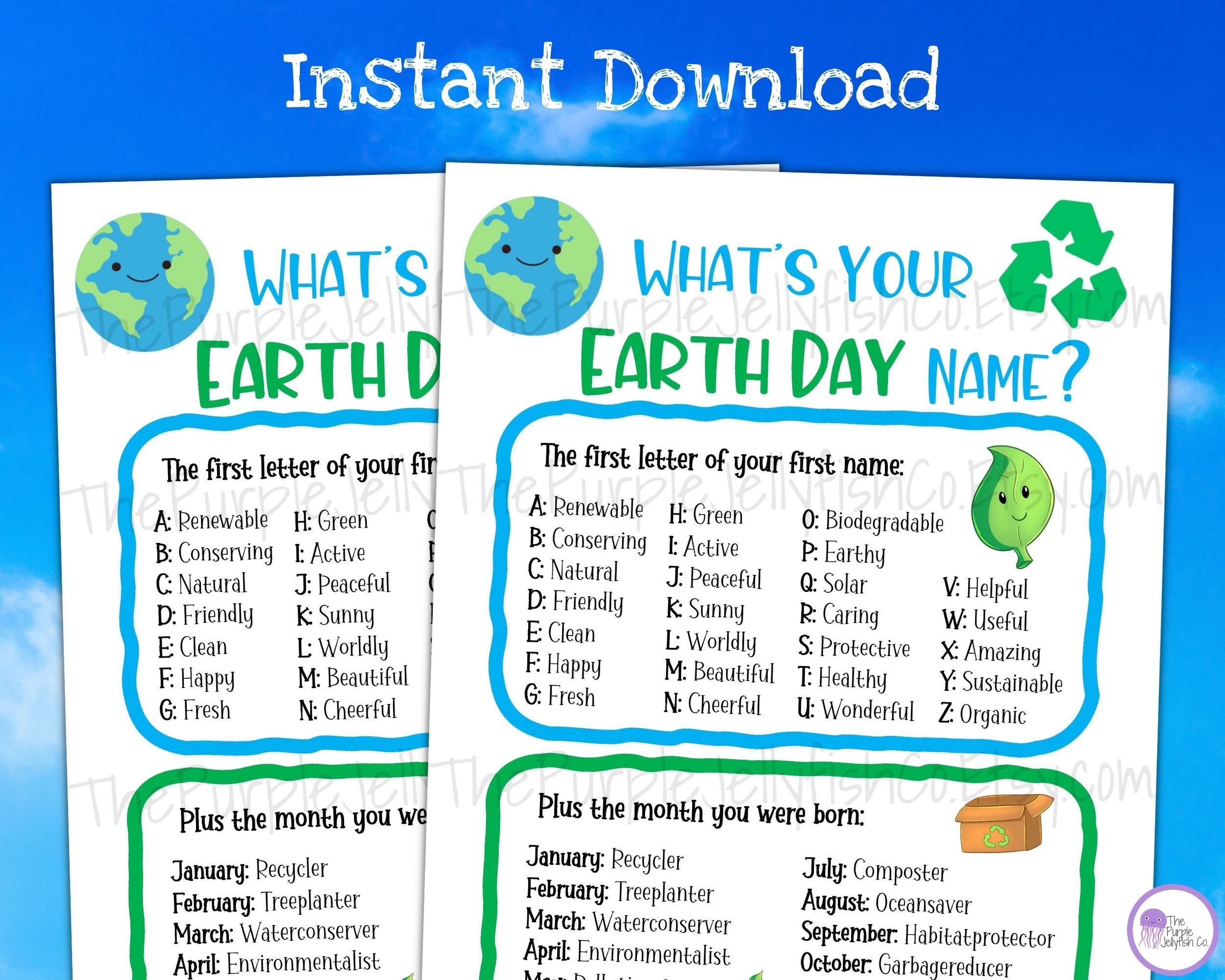 Earth Day Name Game, Spring Activity for Kids, Earth Day Printable ...