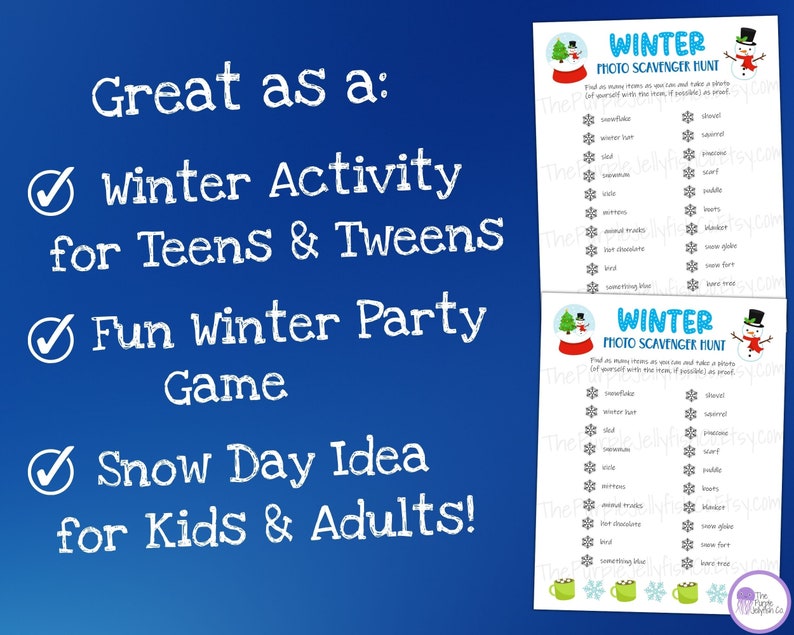 Winter Scavenger Hunt, Printable Winter Activity, Selfie Photo ...