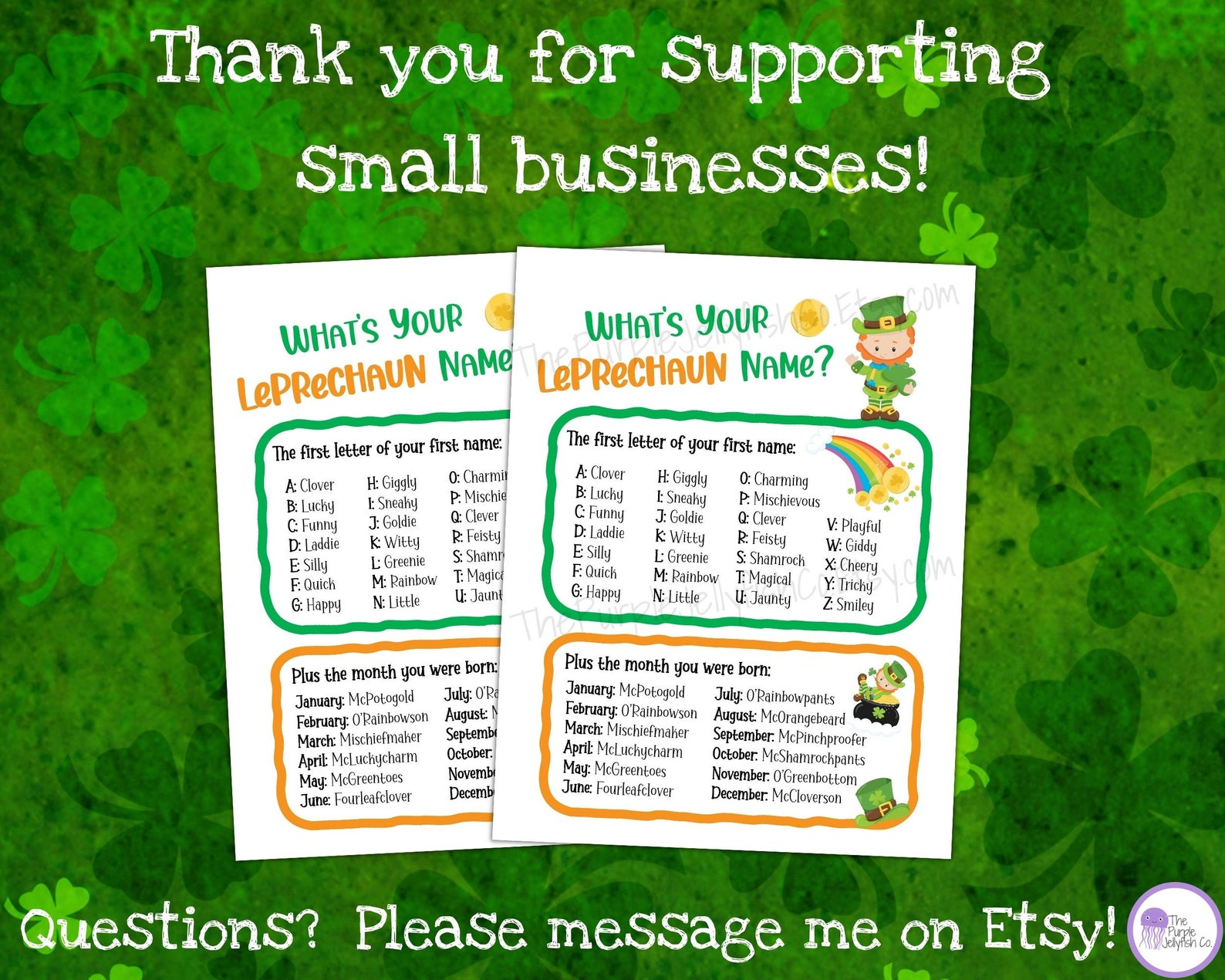 Leprechaun Name Game Printable St. Patrick's Day Game for - Etsy