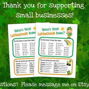 Leprechaun Name Game Printable St. Patrick's Day Game for - Etsy