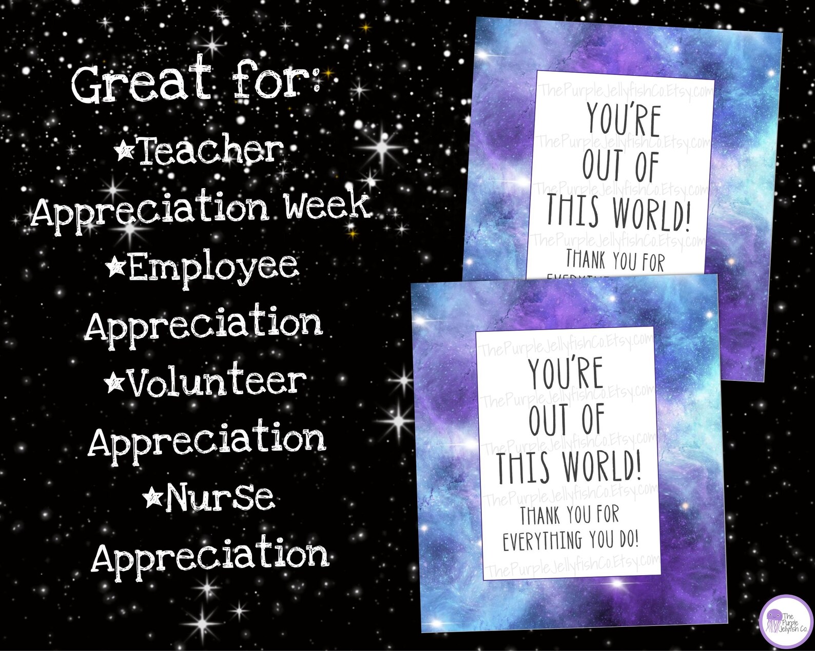 Out of This World Appreciation Gift Tags, Outer Space Themed Printable ...