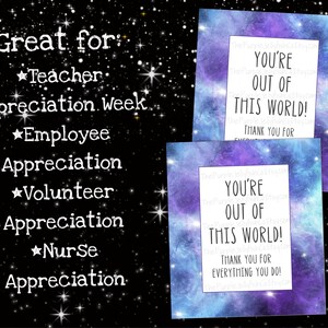 Out of This World Appreciation Gift Tags, Outer Space Themed Printable ...