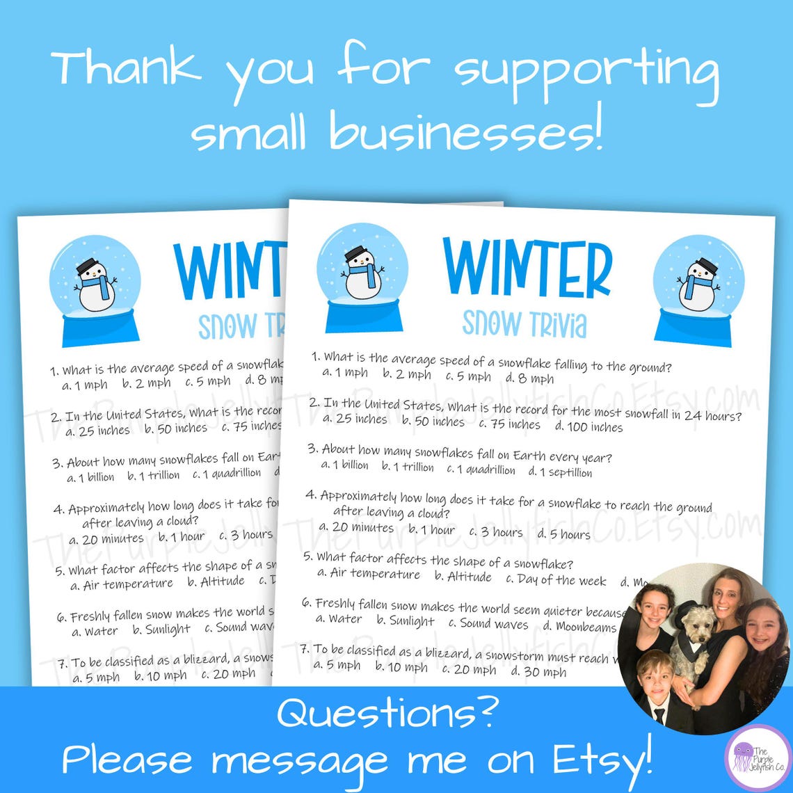 Winter Trivia Game, Winter Party Games, Winter Games for Kids, Winter ...