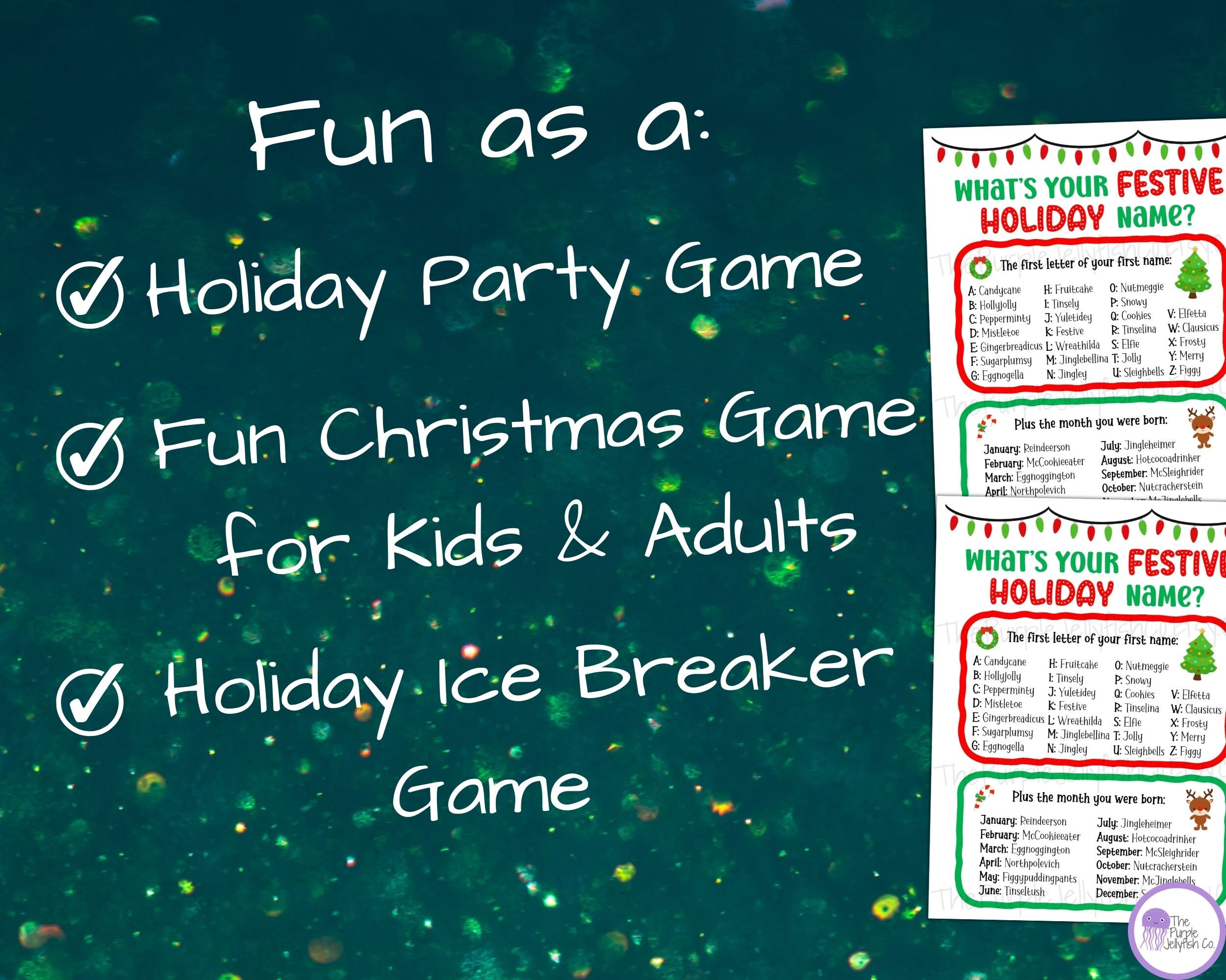 Christmas Name Game Name Tags, What's Your Name Game Festive Holiday ...