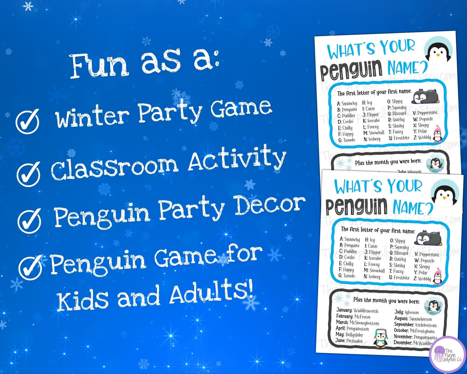 What's Your Penguin Name Game, Printable Winter Activity for Kids ...