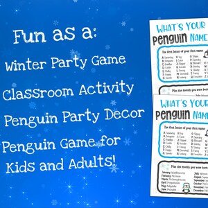 What's Your Penguin Name Game, Printable Winter Activity for Kids ...