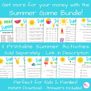 Summer Scavenger Hunt Game for Kids Teens & Tweens, Summer Party Idea ...