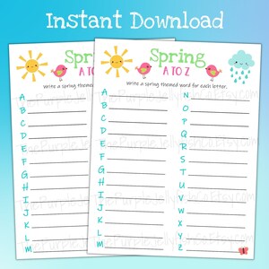 Spring A to Z Game, Printable Spring Game for Kids & Adults, Easter A-Z ...
