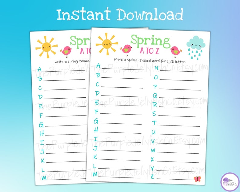 Spring A to Z Game, Printable Spring Game for Kids & Adults, Easter A-Z ...