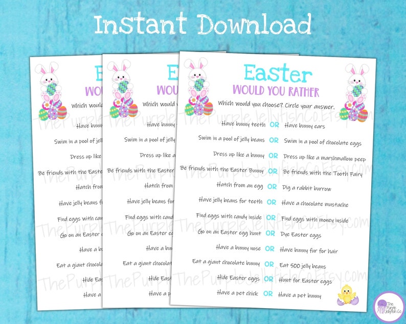 Easter Would You Rather, Easter Games for Kids Printable, Easter This ...
