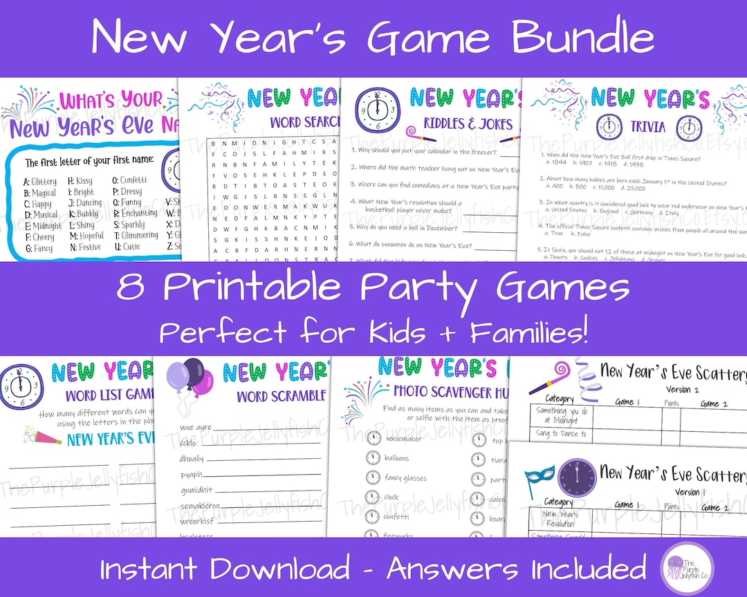 New Year's Eve Party Games for Teens, Printable New Years Games for ...