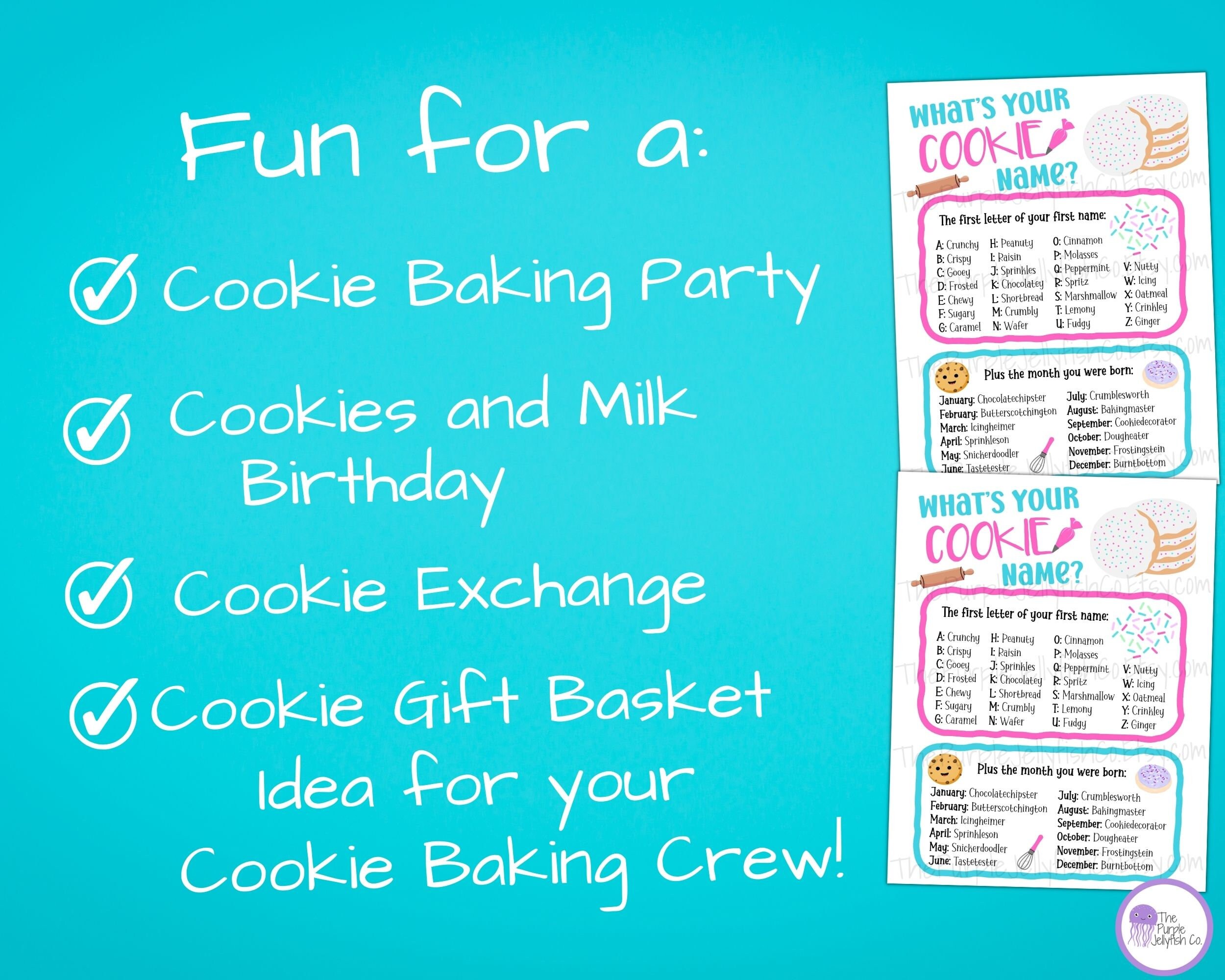 What's Your Cookie Name Game Sign and Name Tags, Cookies and Milk ...