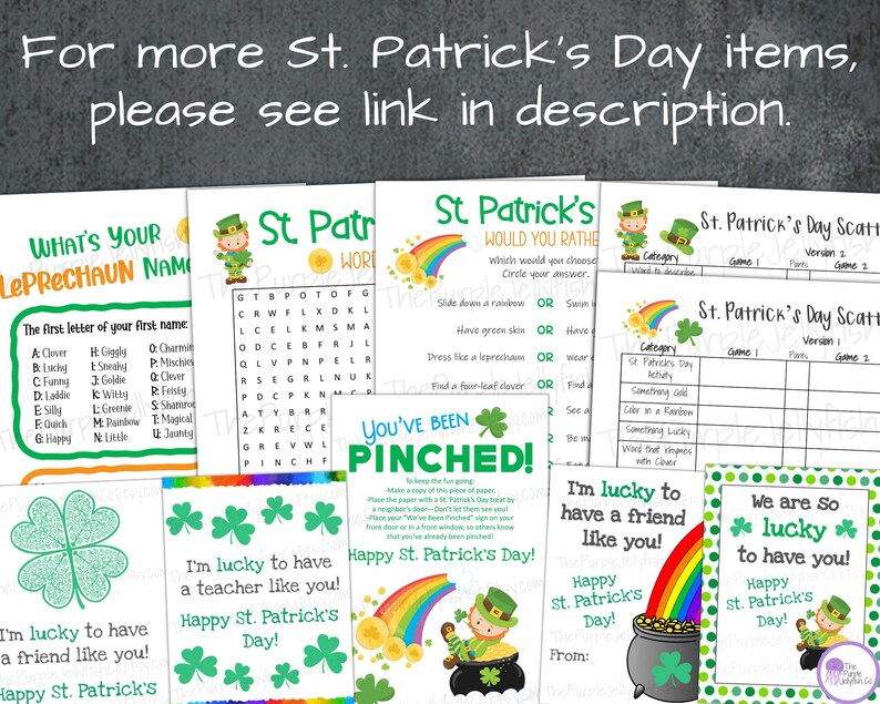 St. Patrick's Day Gift Tags Printable, St. Pattys Day Treat Tag, Thank ...