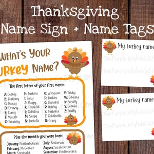 What's Your Turkey Name Game, Thanksgiving Game Printable, Thanksgiving ...