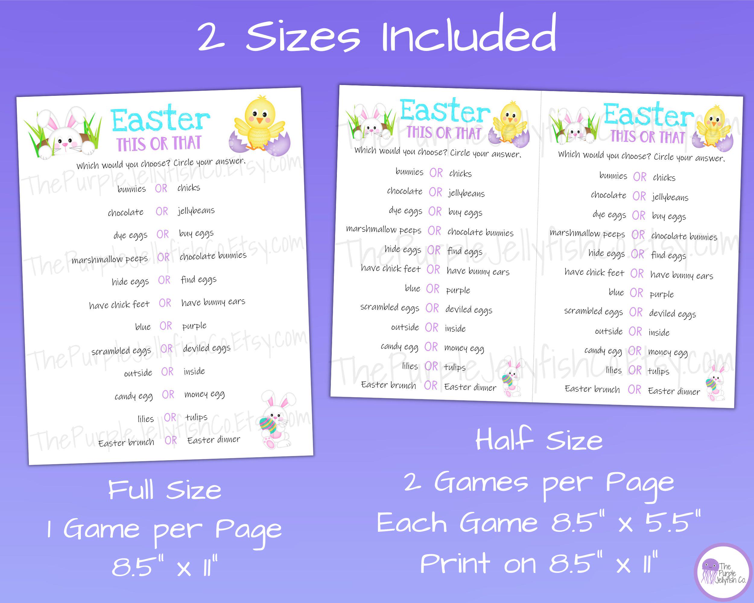 This or That Easter Game Printable, Easter Activity for Kids & Adults ...